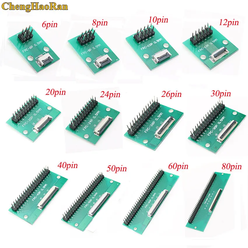 1pcs 0.5mm pitch Connector SMT Adapter to 2.54mm 1.00 inch pitch through hole FPC FFC Cable 6 8 ...