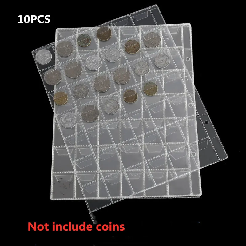 10pcs 7cm Plastic Coin Storage Case Storage Sheets 42 Pockets Clear Pvc ...