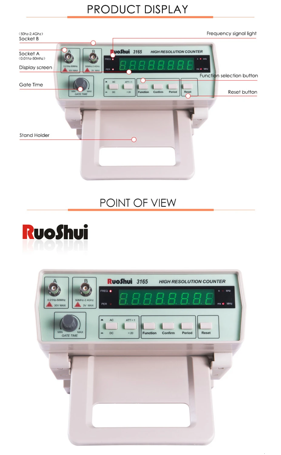 RuoShui VC3165 Настольный Highe счетчик частоты Разрешение метр 2,4 ГГц ...