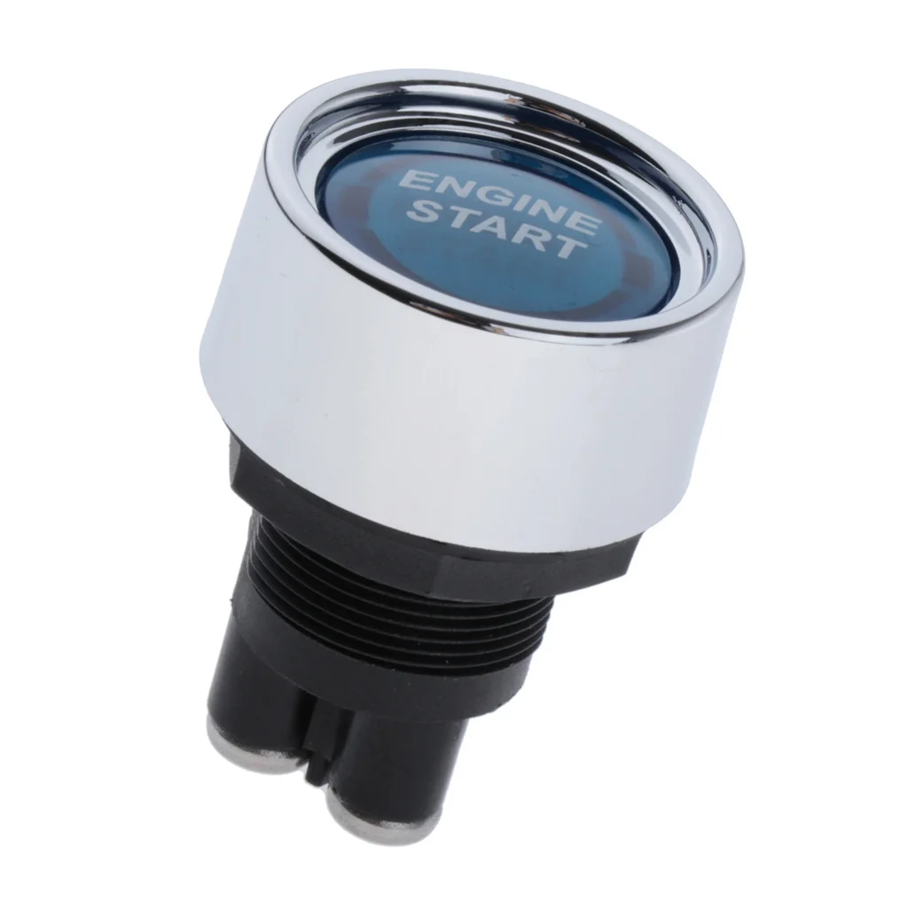 Car Engine Ignition Start Switch Blue LED Background Push Button ...