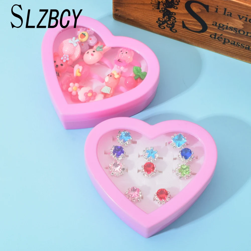 10PCS/set Mixed Color Acrylic Sunflower Rings Girls Kids Children ...