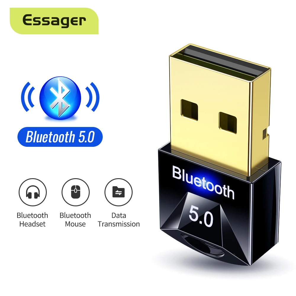 Essager USB Bluetooth 5.0 Adapter Dongle For PC Computer Wireless Mouse ...