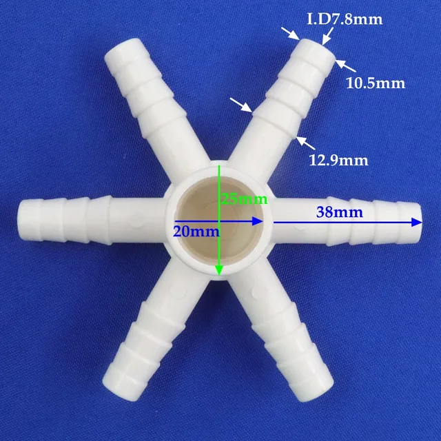1~50pcs 20mm-10mm PVC 6-Ways Barbed Connectors Breeding Equipment ...