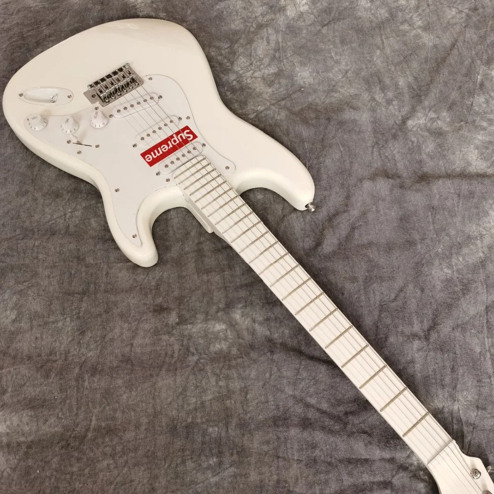 Стиль. Белая электрогитара. Белая гриф. Ручная работа 6 стингов gitaar ...