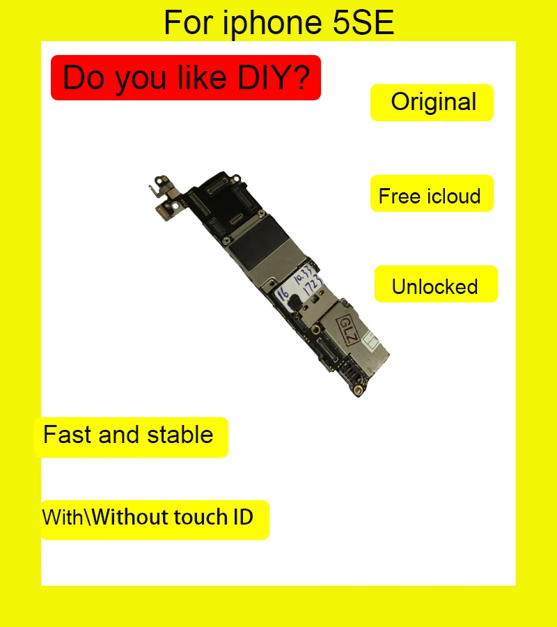 For iPhone SE Motherboard without Touch ID 100% Original Unlocked ...