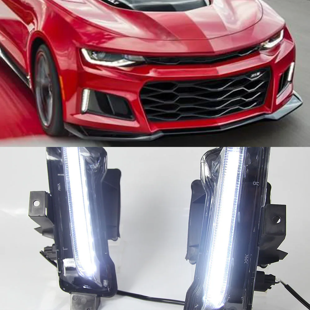 2PCS Car LED DRL Fog Lights Daytime Running Light For Chevy Camaro ZL1 ...
