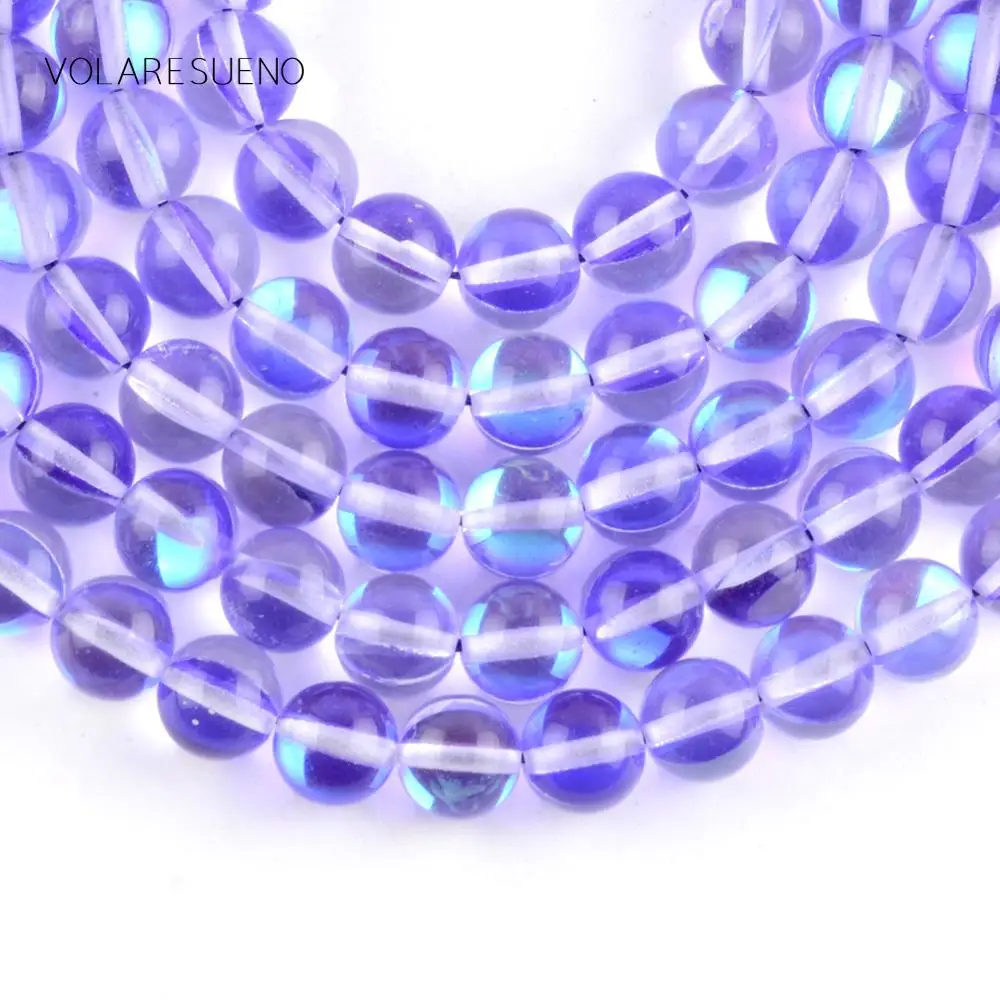 Wholesale Natural Stone Violet Purple Smooth Moonstone Round Beads For ...