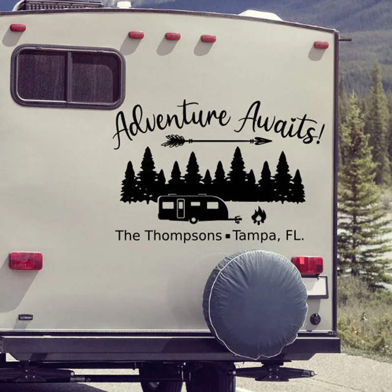 rv sticker Camper last name sticker Rv last name decal Adventure awaits ...