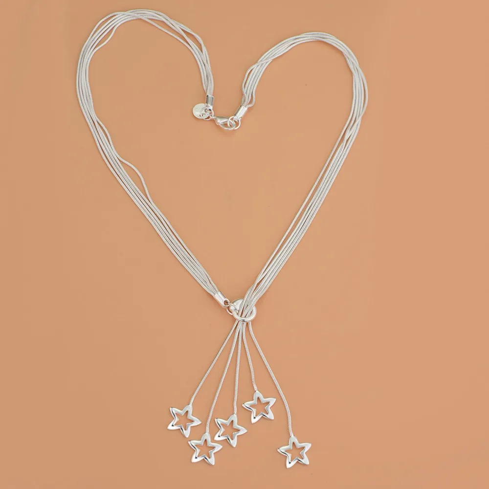 Joyería de plata de sello 925 para mujer, collar de cadena de estrella ...