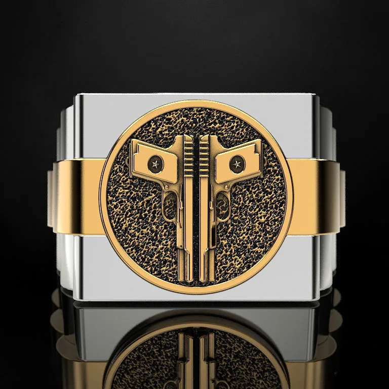 Vintage-Personality-Two-Gun-Rings-Motorcycle-Party-Steampunk-Ring-Cool ...