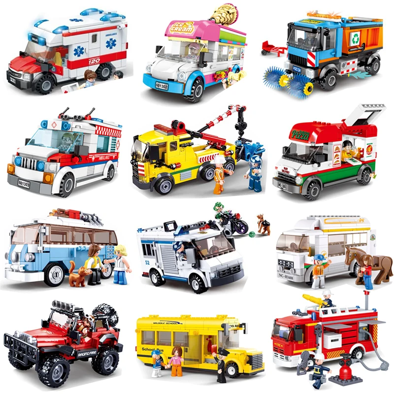 2022 City Medical Ambulance Sweeper Cleaning Work Car Building Blocks ...
