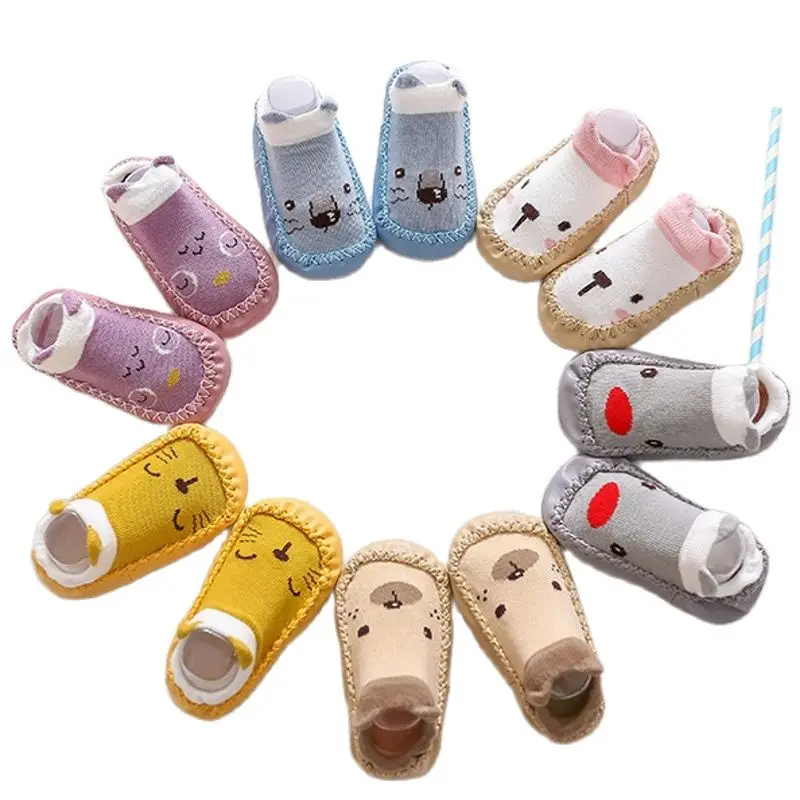 Baby Foot Socks With Rubber Sole Cartoon Animal Baby Floor Socks Anti ...