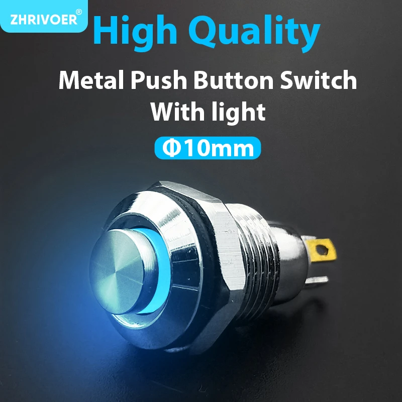 1pc 10mm Metal Push Button Switch With Led Indicator Self-reset ...