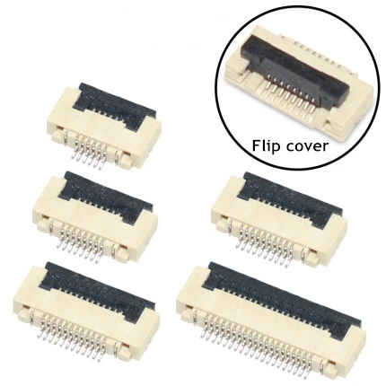 Conector de cubierta abatible FPC FFC, 1,0mm, Cable plano, conectores PCB SMT ZIF 4 6 8 10 12 14 ...