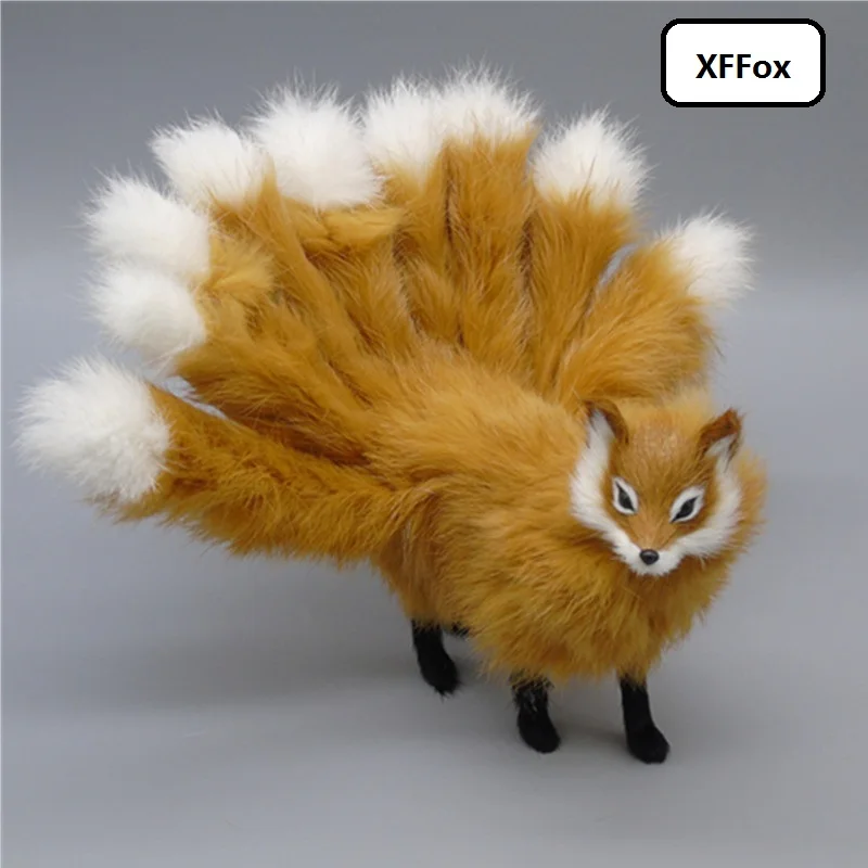 yellow real life nine-tails fox model plastic&furs simulation fox gift ...