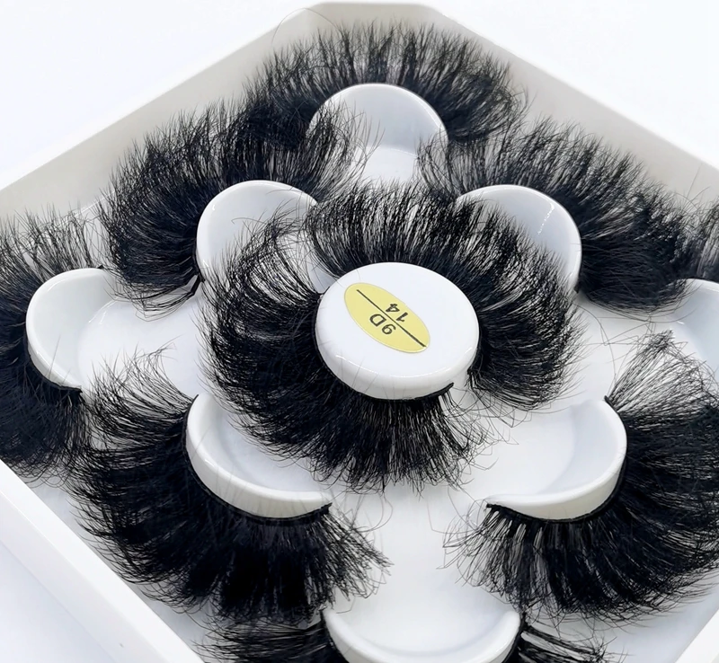 New 5Pairs 25mm 3D Mink Lashes Bulk Faux with Custom Box Wispy Natural ...