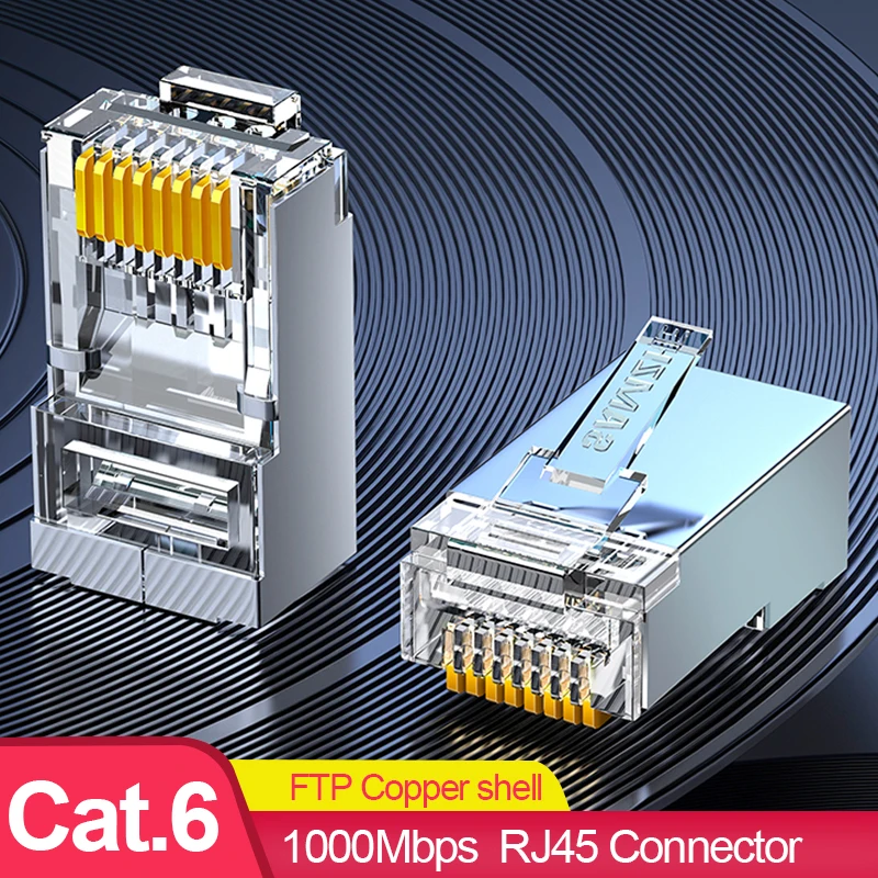 SAMZHE Cat6 RJ45 Connector 8P8C Modular Lan Cable Head Plug Cat 6 Crimp ...