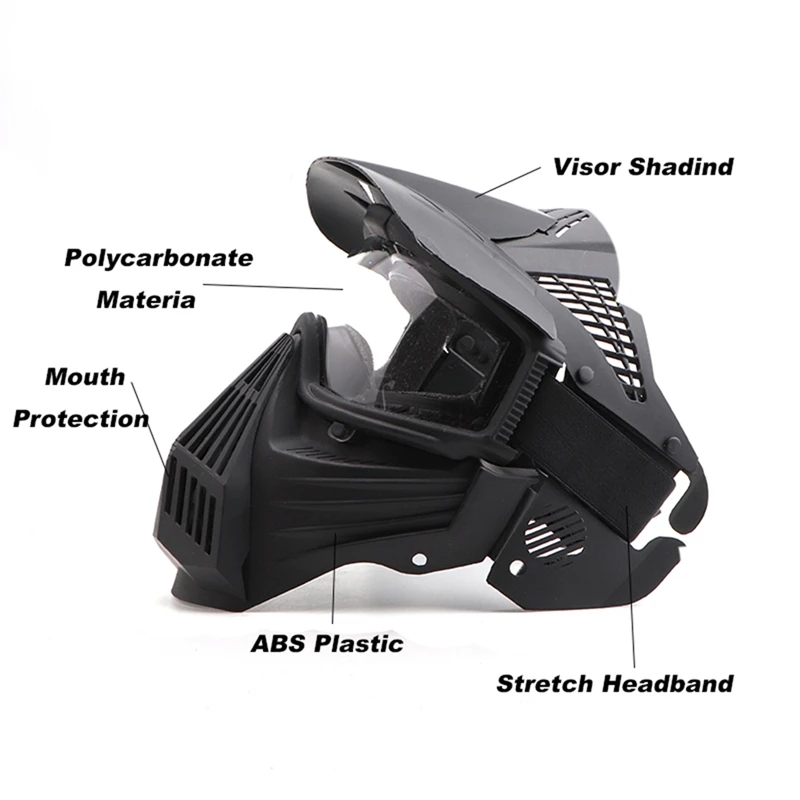 Transparent Lens Full Face Protection Mask CS Field Tactical Protective ...
