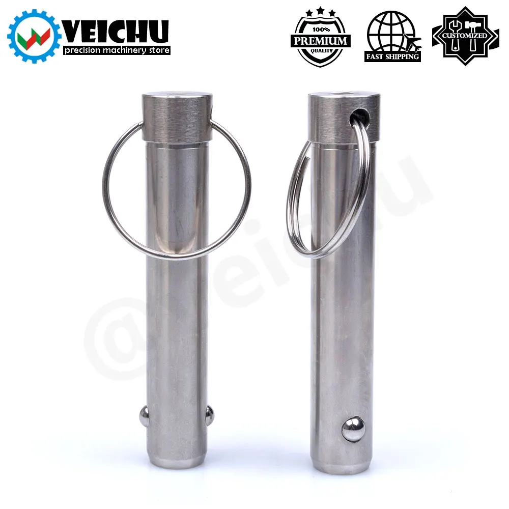 Vcn114 1pcs Spring Type All Stainless Steel Ball Lock Pins With Pull ...