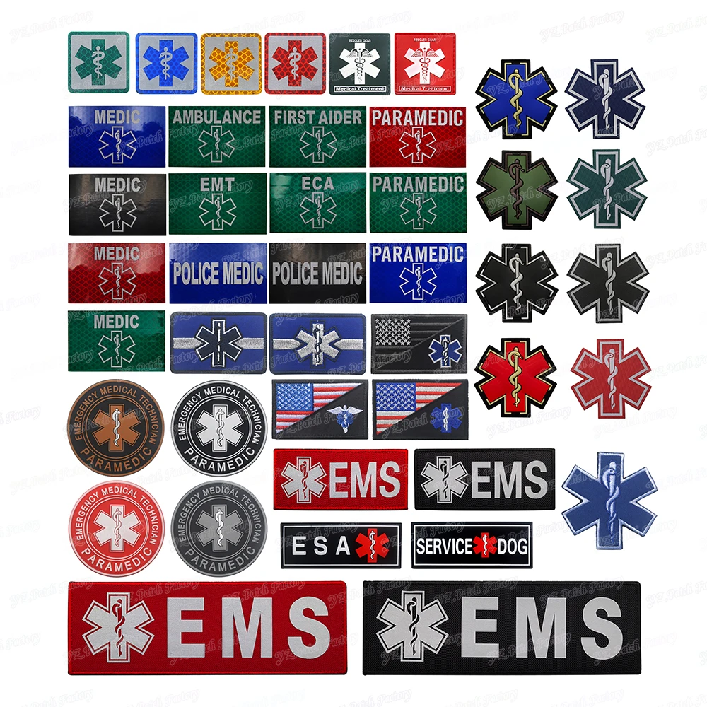 Reflective-Medic-Rubber-3D-PVC-Medical-MED-EMT-Paramedic-Tactical-Badge ...
