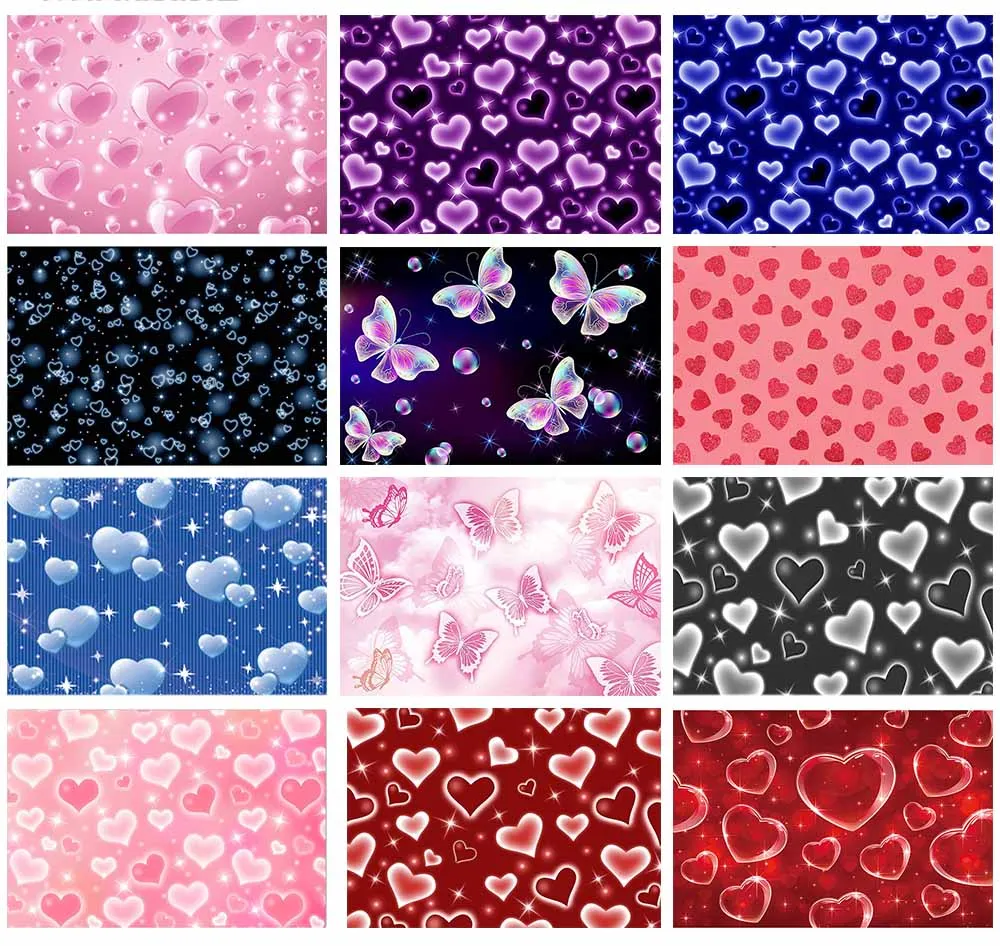 Allenjoy Early 2000s Heart Butterfly Bubble Backdrop Valentines Wedding ...