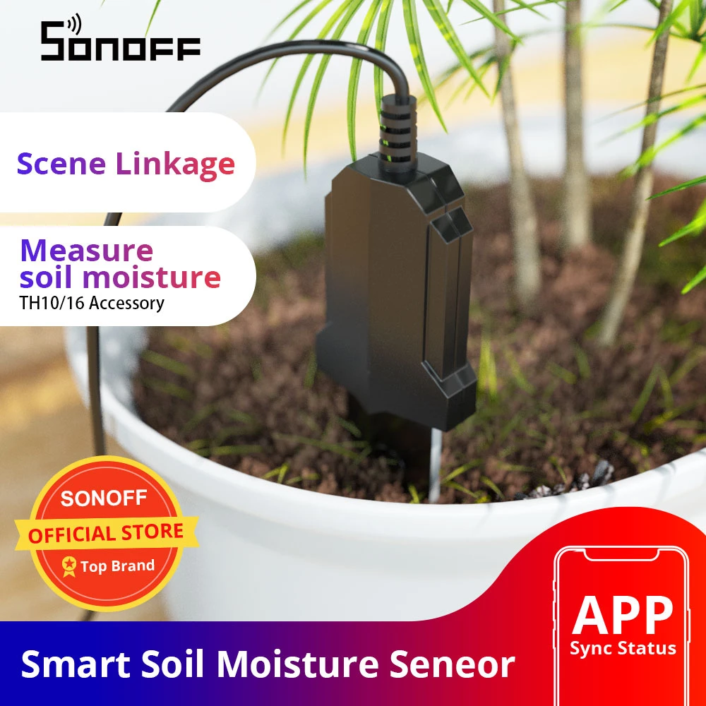 SONOFF MS01 Smart Soil Moisture Sensor IP55 Waterproof Soil Hygrometer ...