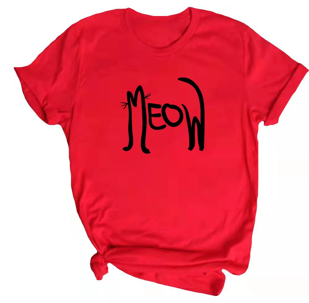 Meow Women Tshirt 귀여운 고양이는 편지처럼 T 셔츠 여성 패션 캐쥬얼 o 넥 T 셔츠 여성 하라주쿠 Print ...