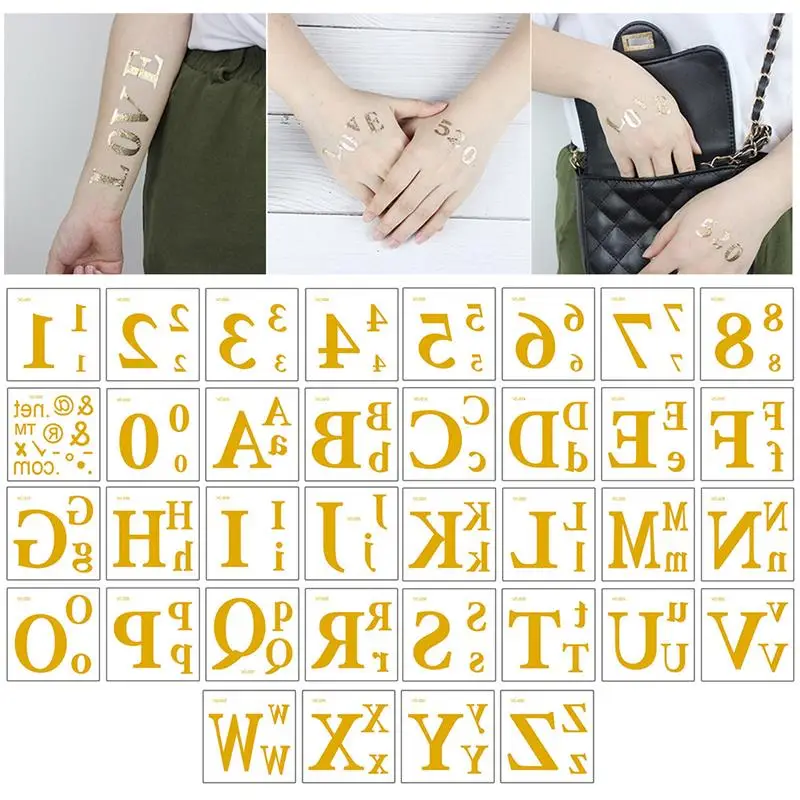 35-Sheets-New-Tattoo-Sticker-DIY-Number-Letter-Fake-Body-Pattern ...