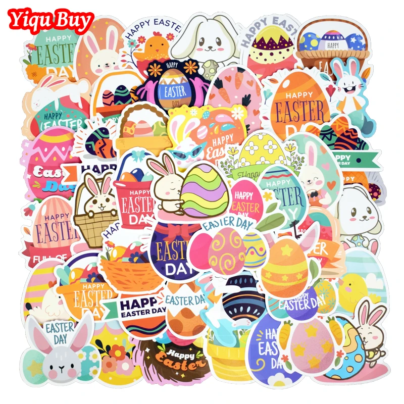 50PCS-Easter-Bunny-Cartoon-Egg-Stickers-for-Kids-Motorcycle-Bumper ...