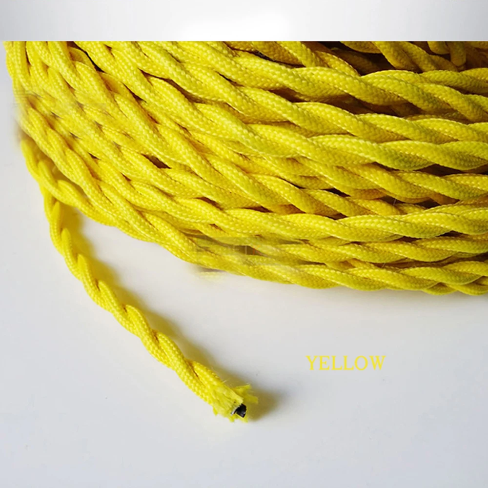 Câble-fil,2 noyaux Vintage En Tissu Torsadé Fil Électrique Câble ...