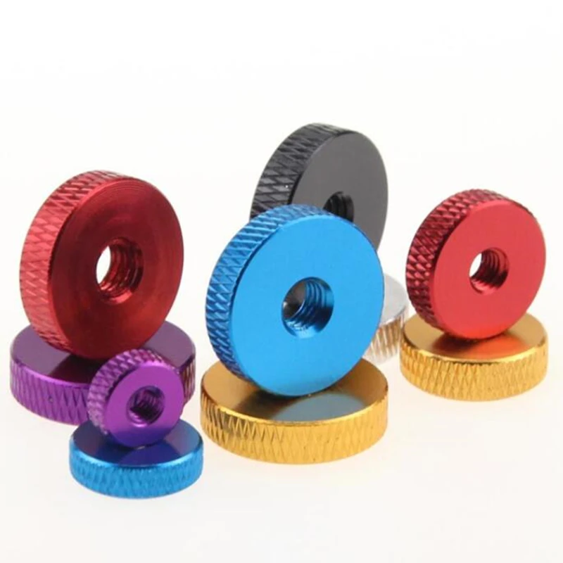 10pcs-M3-M4-M5-M6-Flat-Knurled-thumb-nut-Aluminum-alloy-Hand-nut-screw ...