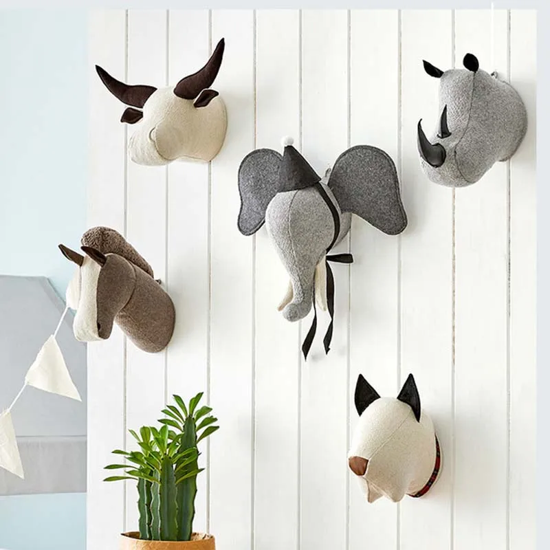 Home Decor Plush Toy Animal Head Wall Hanging Pendant Mural Living Room ...