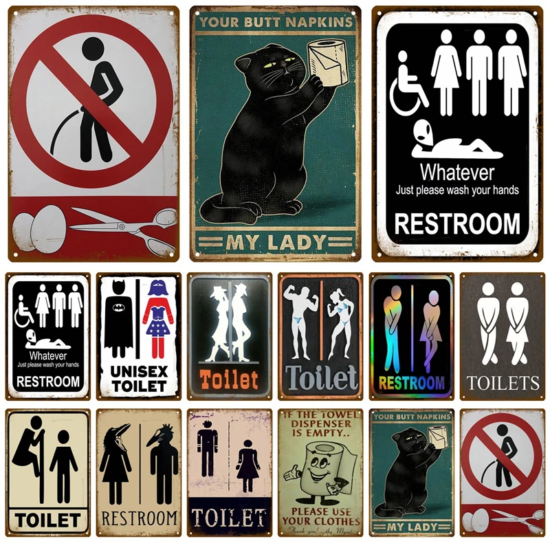 Toilet Wall Decoration Signs | Industrial Retro Decoration - Metal Sign ...