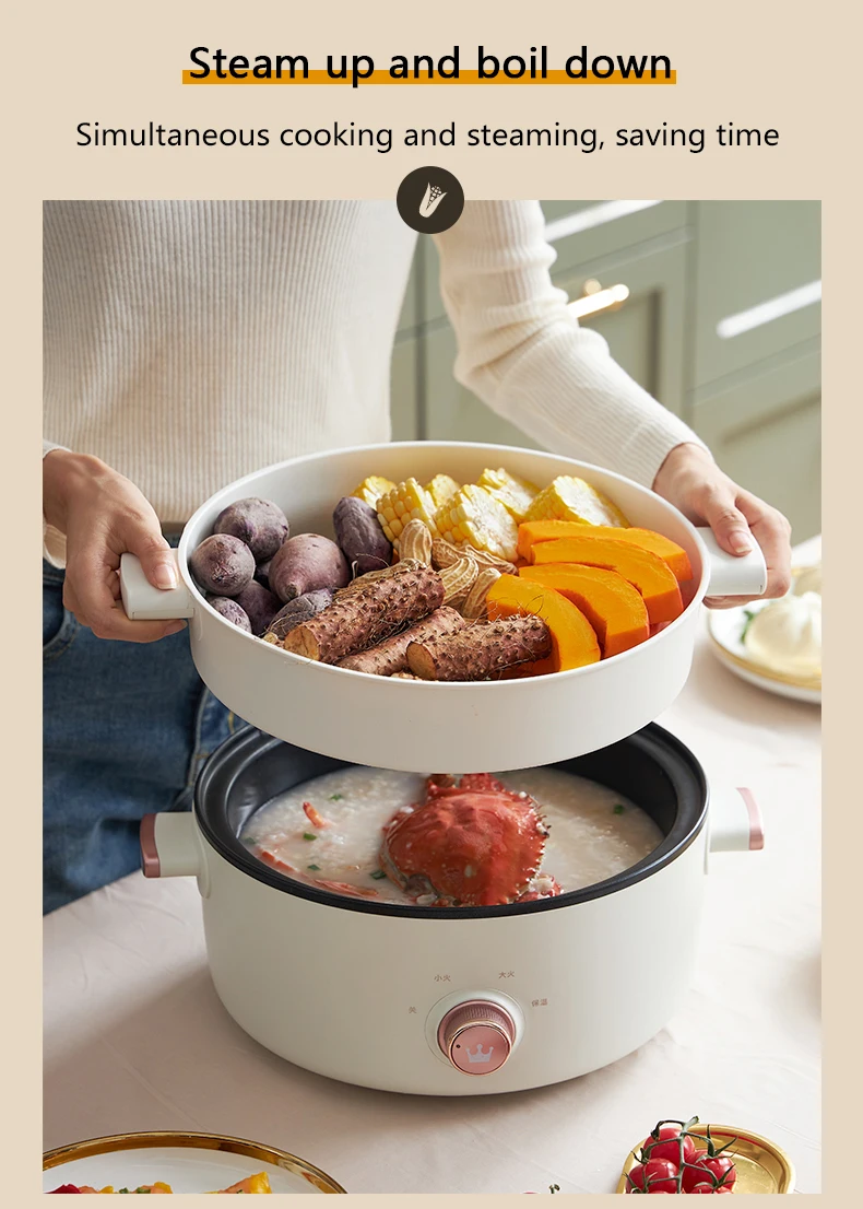 DMWD 3L Multifunction Electric Cooker Mini Skillet Non-stick Food ...