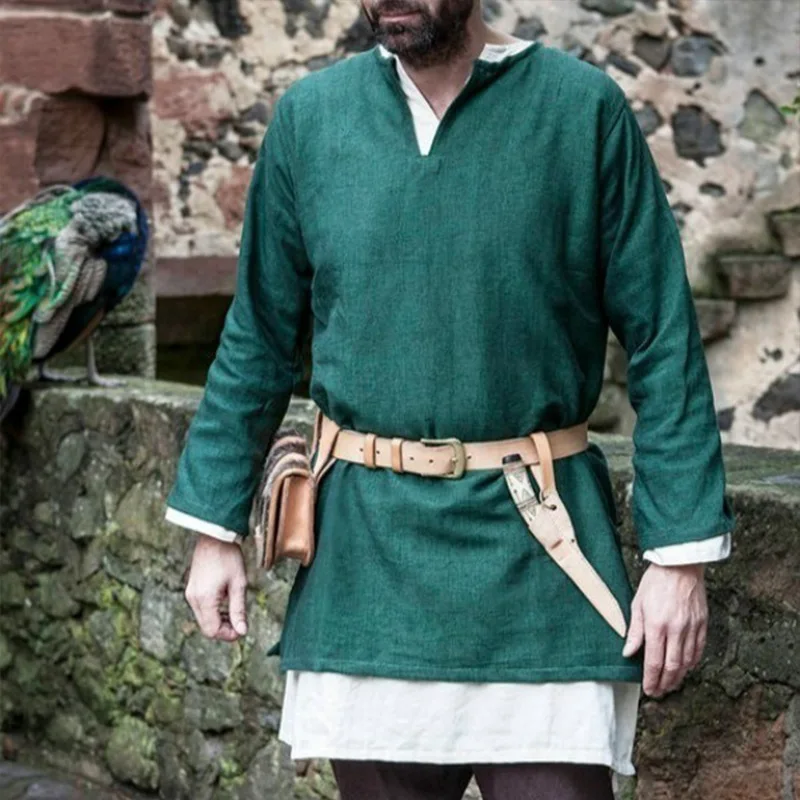 Medieval-Men-Shirt-Viking-Knight-Tops-Tunic-Warrior-Pirate-Costume ...