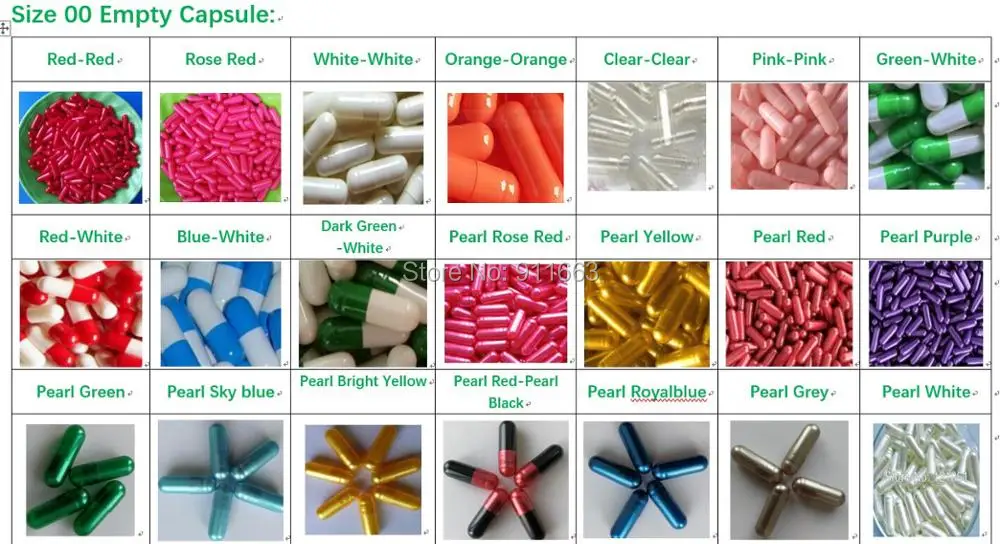 00 size Vacant Capsules 100pcs! Colored GMP !Hard Gelatin Empty Capsule ...