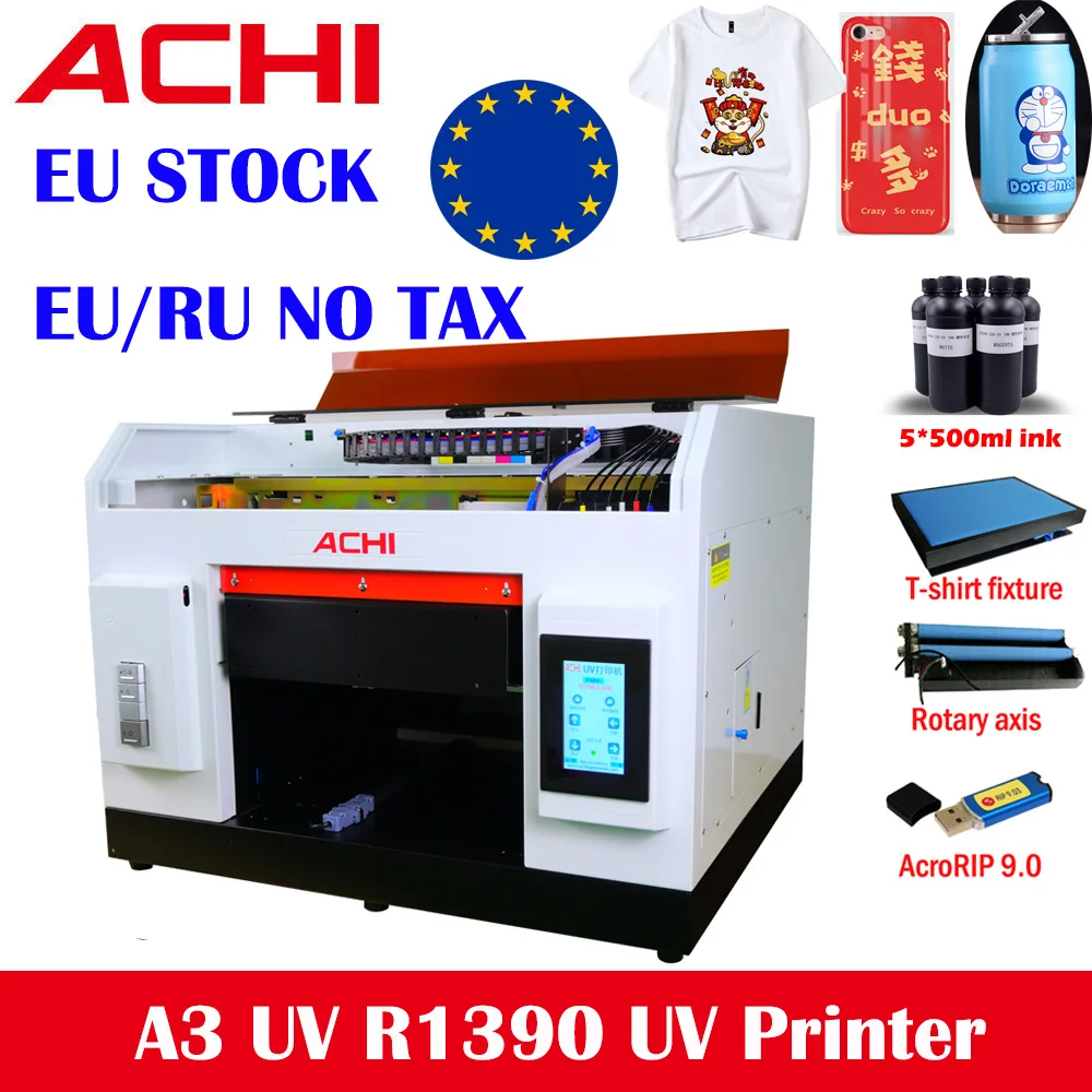 A3 UV Flatbed Printer R1390 UV Printer for Cylinder 5*500ML Ink for T ...