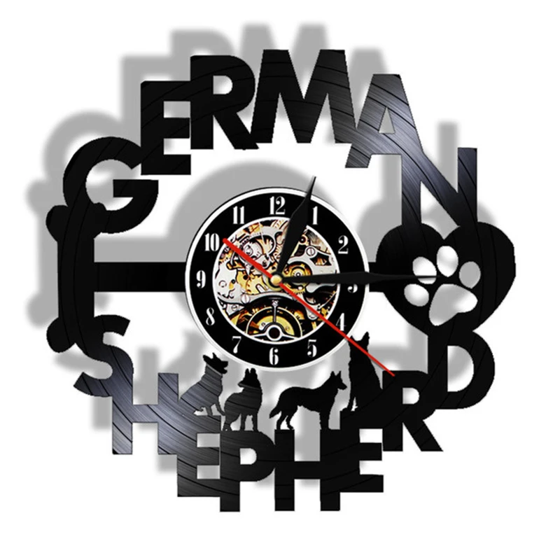 Arte de pared LED de perro pastor alemán de raza de perro, reloj de ...