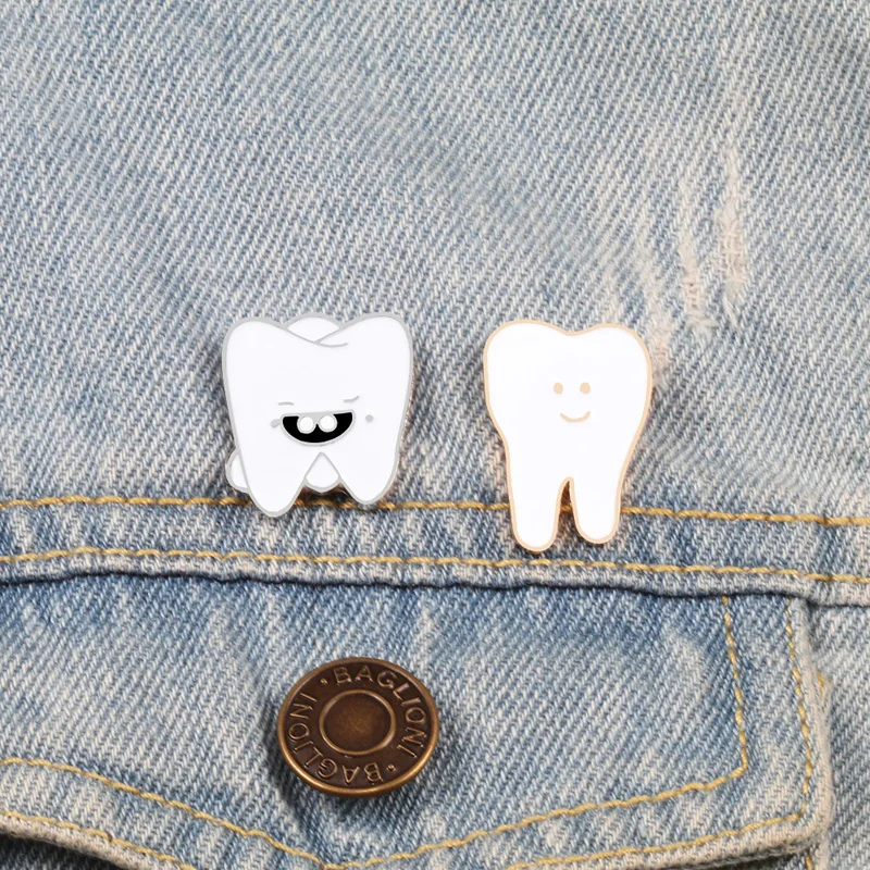 BROCHE,Teeth 2--Épingles en émail à dents de couleur or ou argent ...