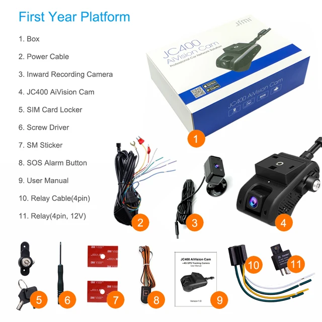 Jimi JC400 AiVision Cam 4G Car DVR Dash Camra cámara de coche con HD ...