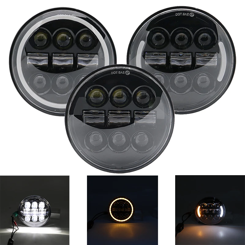 Motorcycle Accessories 5.75 inch led headlight halo angel eyes 5 3/4 ...