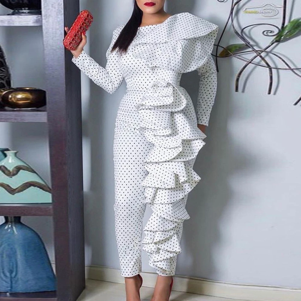 Md African Jumpsuit For Women Print Polka Dot Dashiki Rompers Vetement ...