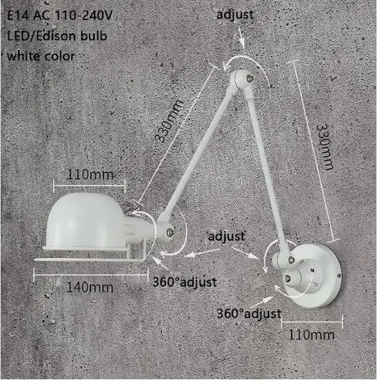 Classic Nordic loft industrial style adjustable Wall Lamp Vintage ...