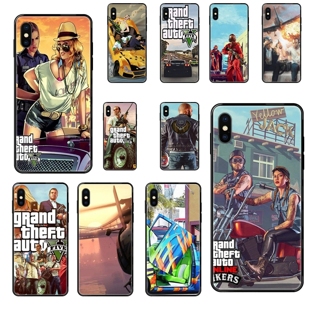 Funda de teléfono de TPU suave, negra, Grand Theft, Auto Gta V ...