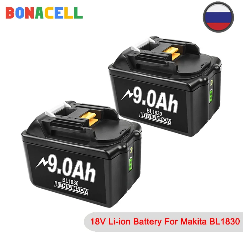 Bonacell – batterie Li ion, 18 V, 6000mAh, Rechargeable, pour Makita BL1860, BL1840, BL1850 ...