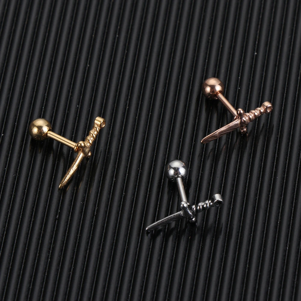 2-PCS-New-Fashion-Dagger-Ear-Studs-Stainless-Steel-Helix-Cartilage ...