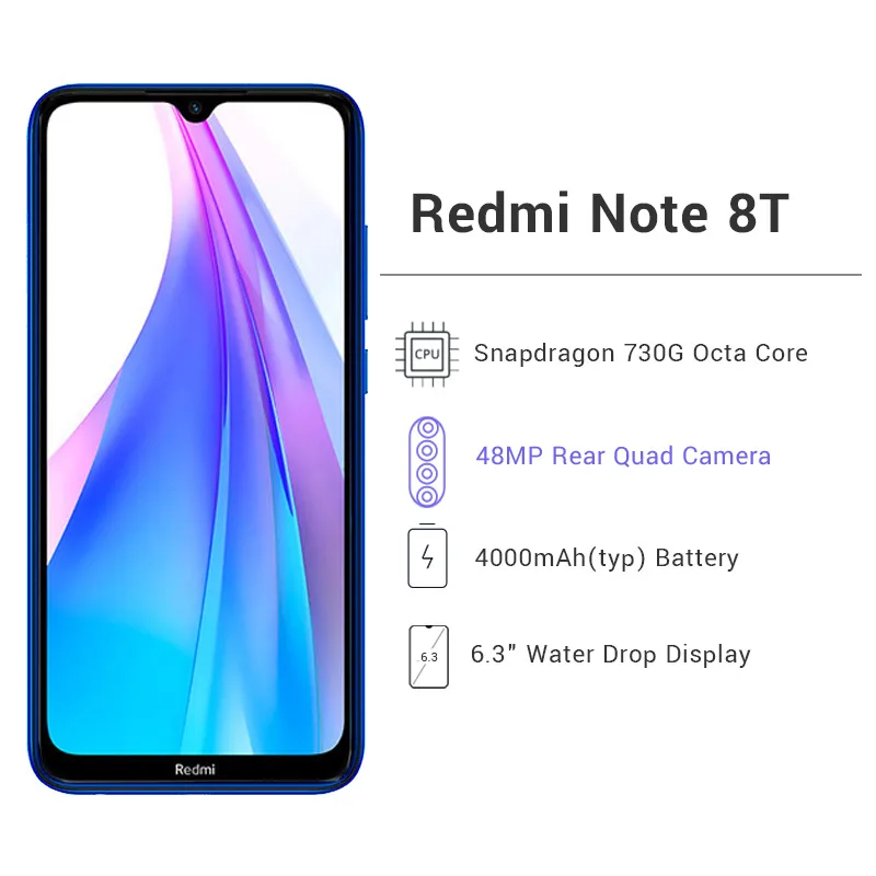 Xiaomi Redmi Note 8 T, глобальная версия, 4 ГБ, 64 ГБ, 48 МП, четырехъядерный процессор ...