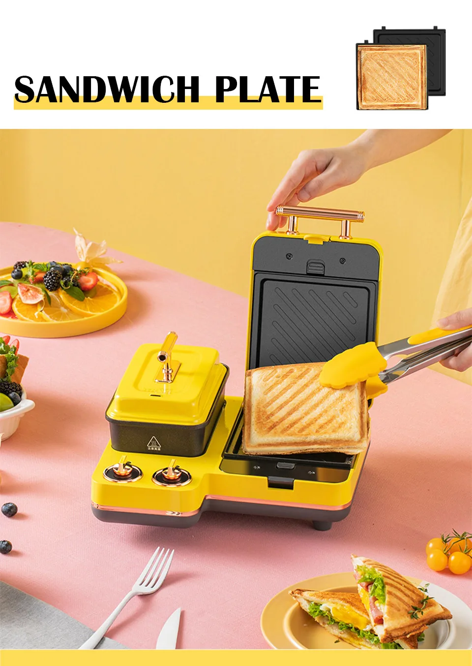 Gaufrier,Machine à petit-déjeuner multifonctionnelle,grille-pain à ...