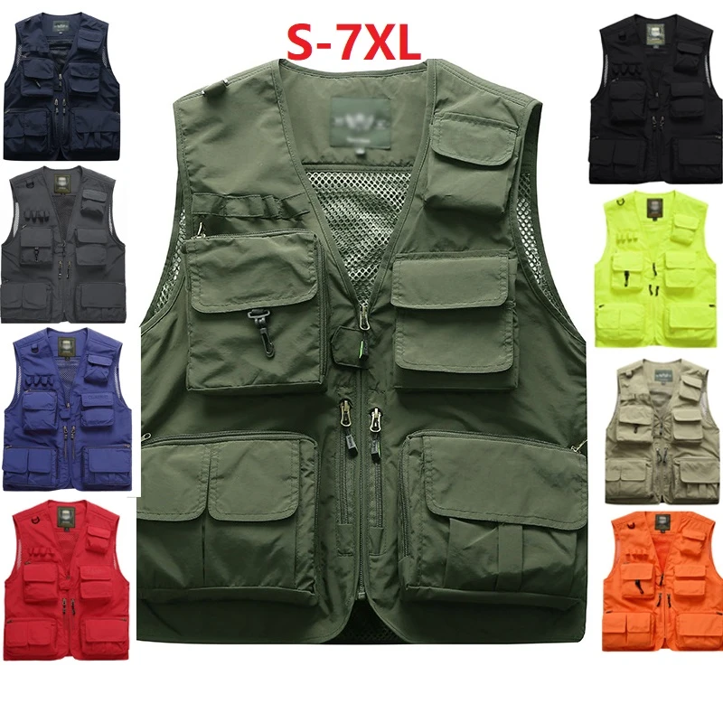 Fishing Vests Quick Dry Breathable Multi Pockets Mesh Vest Sleeveless ...