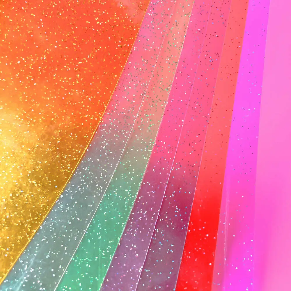 20x30cm Glitter Powder Leather Transparent Pvc Jelly Vinyl Fabric For ...